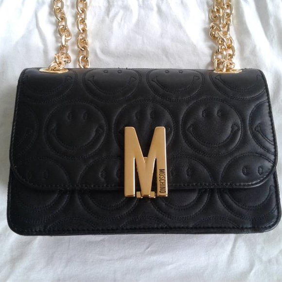 Moschino | Bags | Moschino Smileyembossed Leather Shoulder Bag | Poshmark